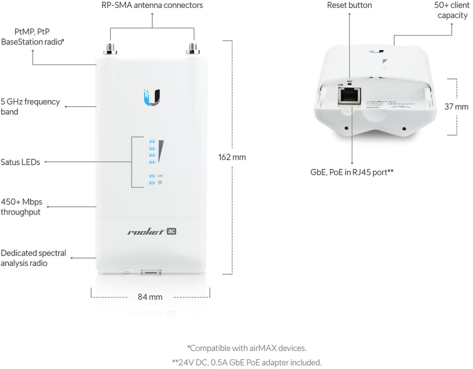 Ubiquiti R5AC-Lite airMAX Rocket AC Lite | Computer Alliance