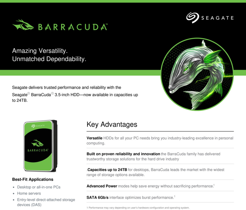 20TB Seagate 3.5" 7200RPM Barracuda Desktop Hard Drive | CA