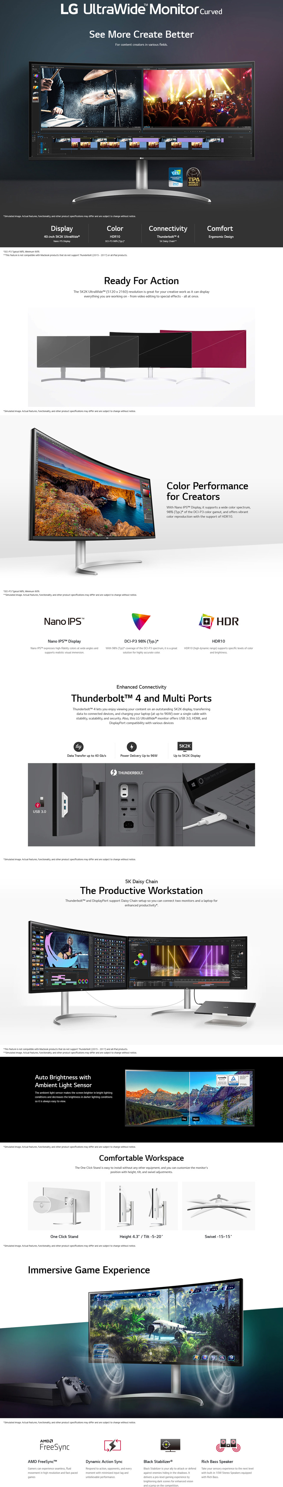 40" LG 40WP95C-W WUHD 5K2K Curved IPS Monitor with Thunderbolt 4 | CA