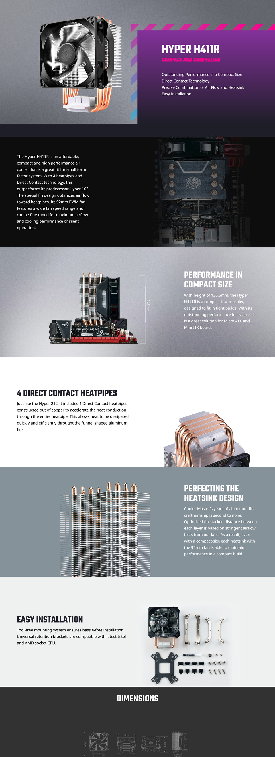 Cooler Master Hyper H411R CPU Cooler RR-H411-20PW-R1 | Computer Alliance