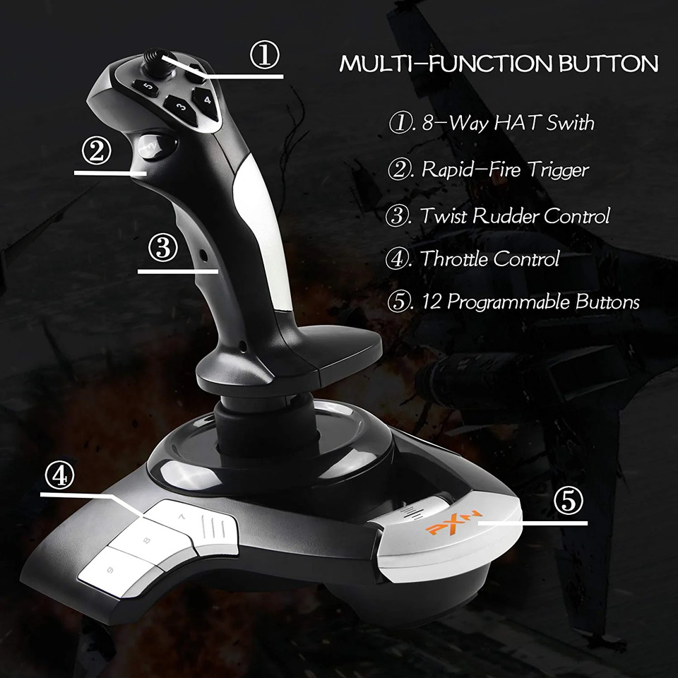 PXN-F16 Flight Joystick for PC Black | Computer Alliance
