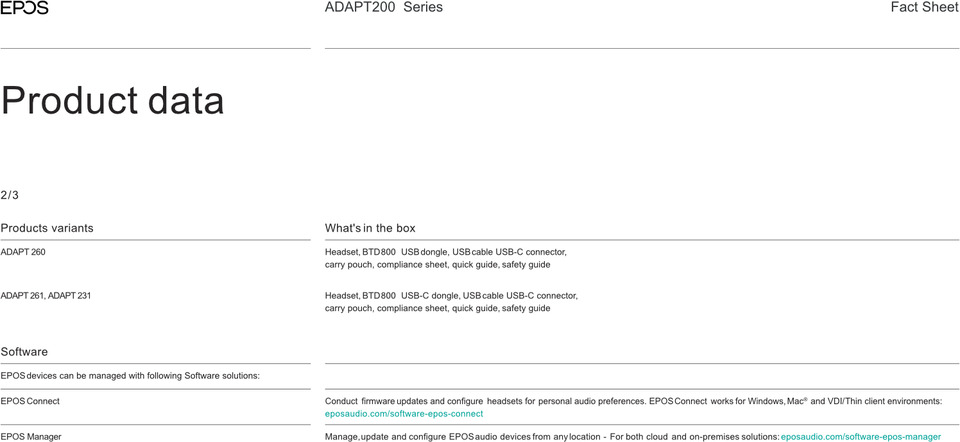 EPOS ADAPT 260 Wireless Bluetooth Stereo Headset 1000882 | CA