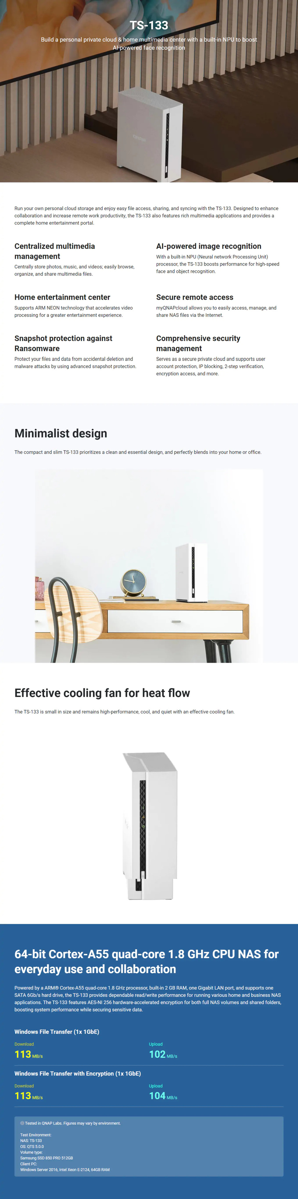1 Bay QNAP TS-133 Gigabit NAS Unit | Computer Alliance