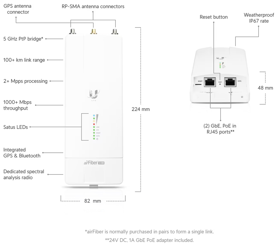 Ubiquiti AF-5XHD airFiber 5XHD Long Range 5GHz Carrier | Computer Alliance