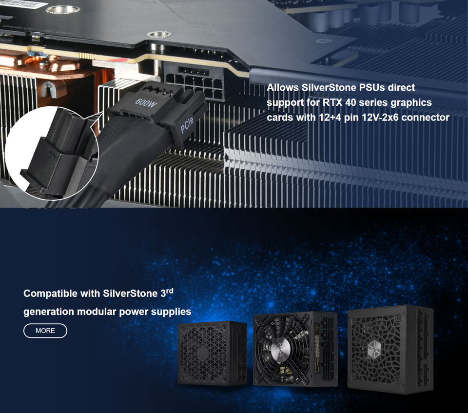 SilverStone 2xPCIe 8-pin to 12+4-pin PCIe Gen5 Cable | Computer Alliance