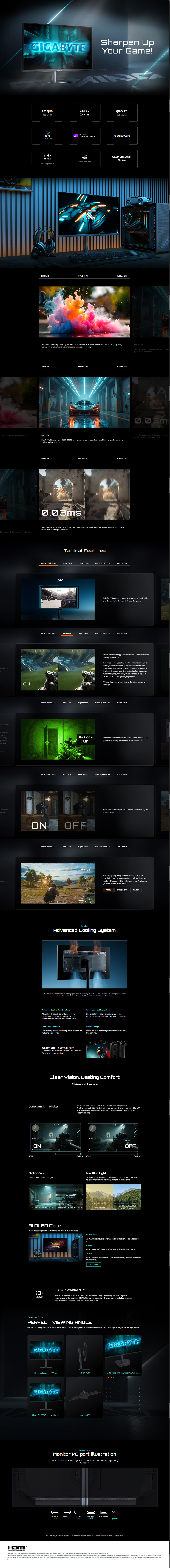 27" Gigabyte GO27Q24 QHD 240Hz QD-OLED Gaming Monitor | CA