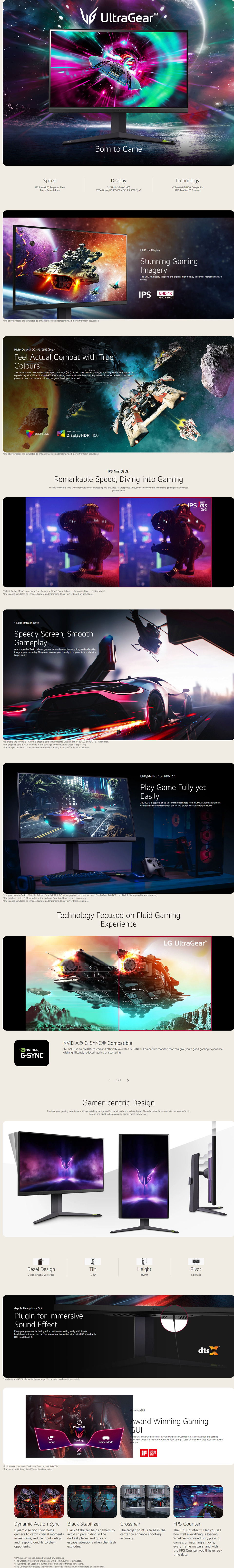 32" LG UltraGear 32GR93U-B UHD 144Hz IPS Gaming Monitor | CA