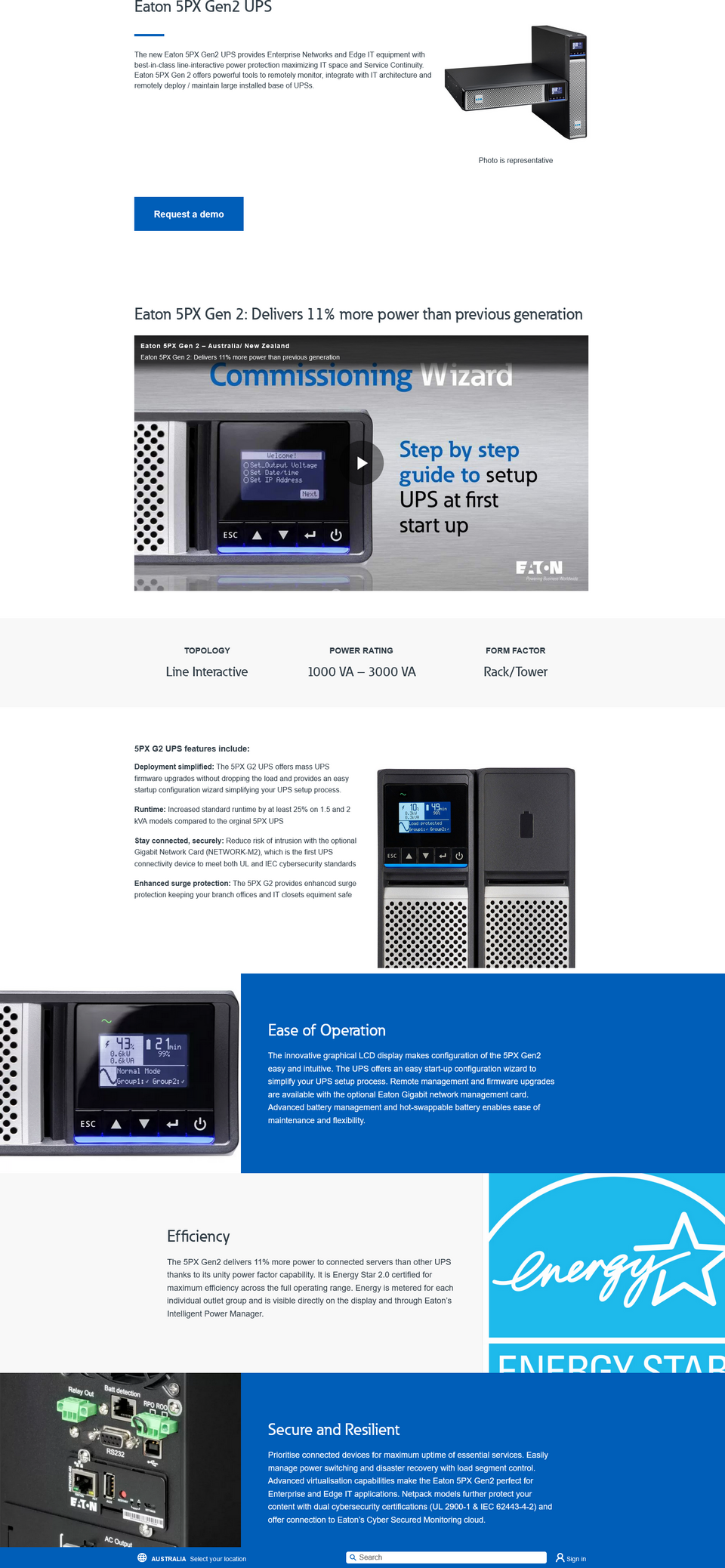 2000VA Eaton 5PX Gen2 5PX2000IRT2UAUG2 2U Rack/Tower UPS | CA