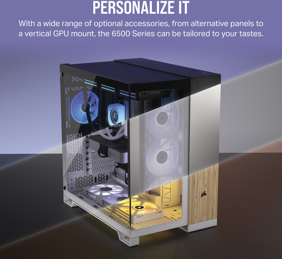 Corsair 6500D AIRFLOW Mid-Tower Dual Chamber White PC Case CC-9011260 ...