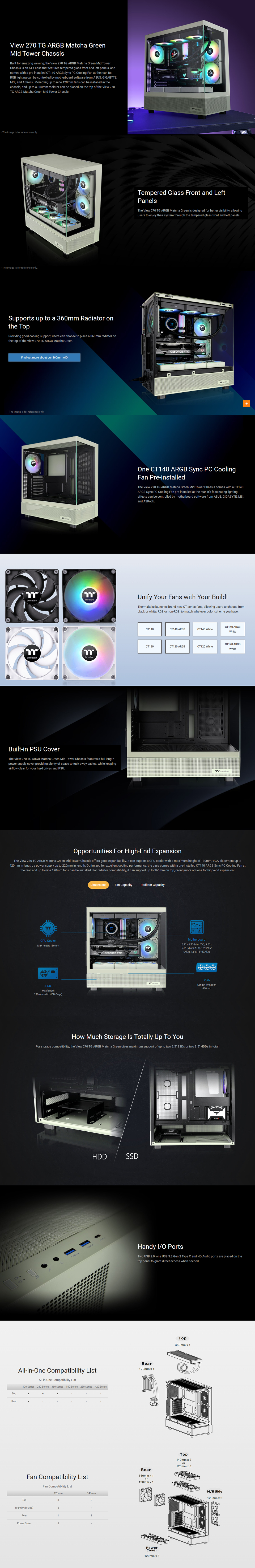 Thermaltake View 270 TG ARGB Mid Tower Case Matcha Green Edition | CA