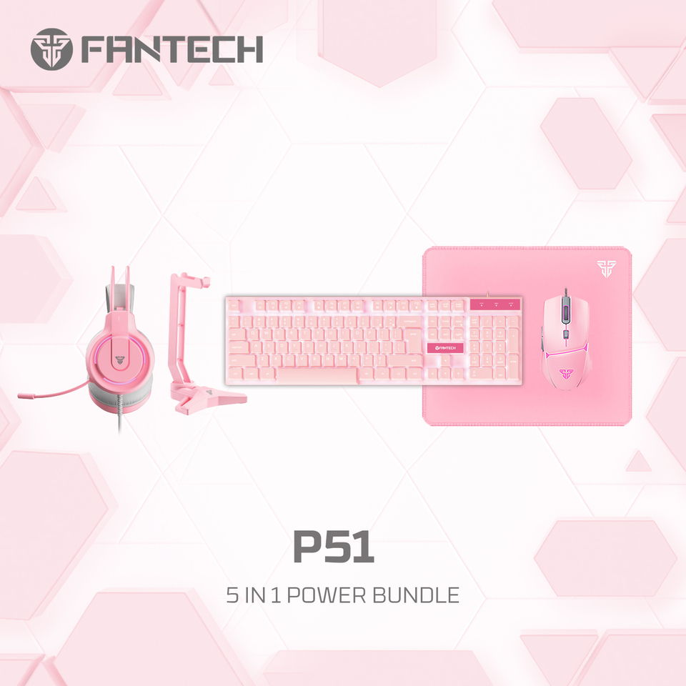 Fantech Gaming PC 5-in-1 Pink Keyboard Combo with Mouse/Mousepad ...