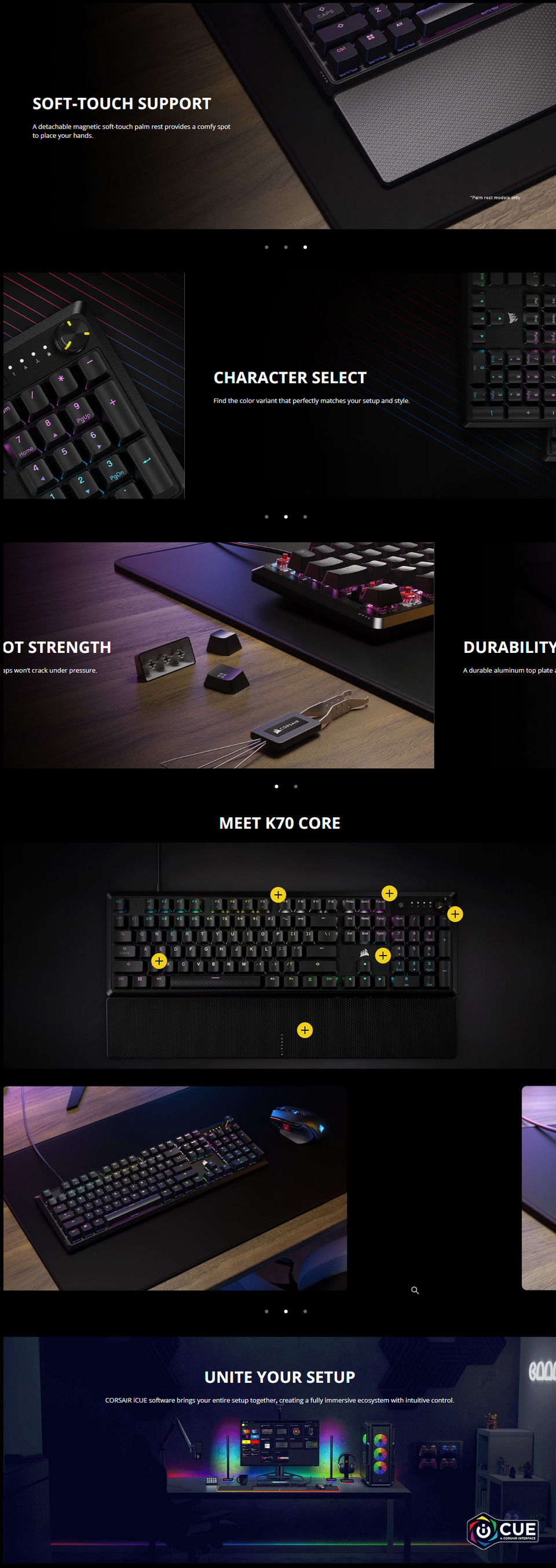 Corsair K70 CORE RGB Linear-Red Mechanical Gaming Keyboard Black | CA