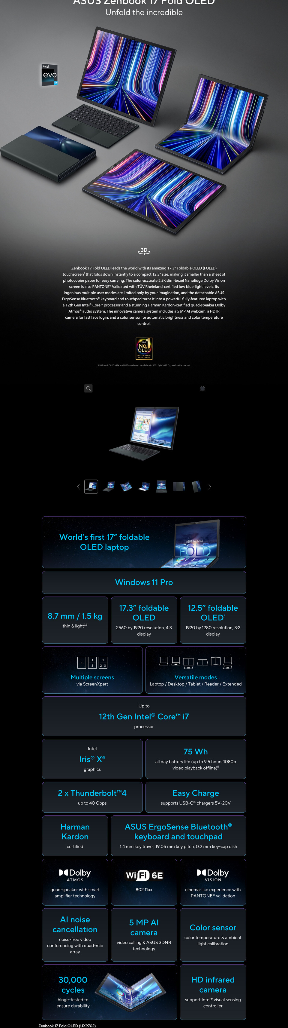 ASUS Zenbook 17 Fold OLED UX9702AA-MD008X i7 Notebook Win 11 Pro | CA