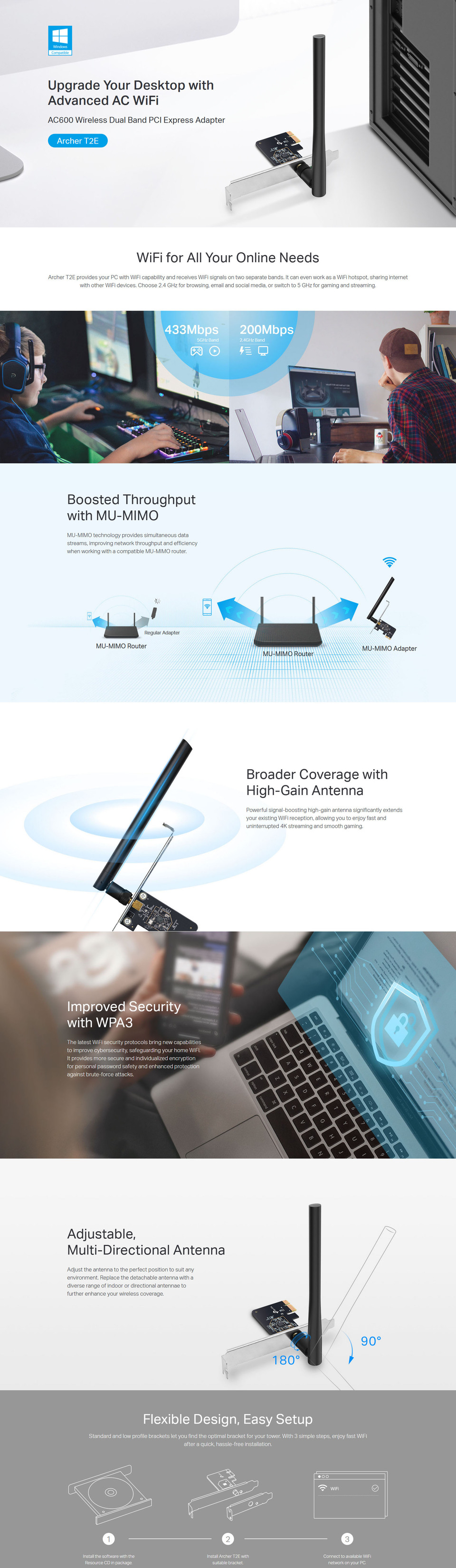 TP-Link Archer T2E Wireless-AC600 PCIe Network Card | Computer Alliance