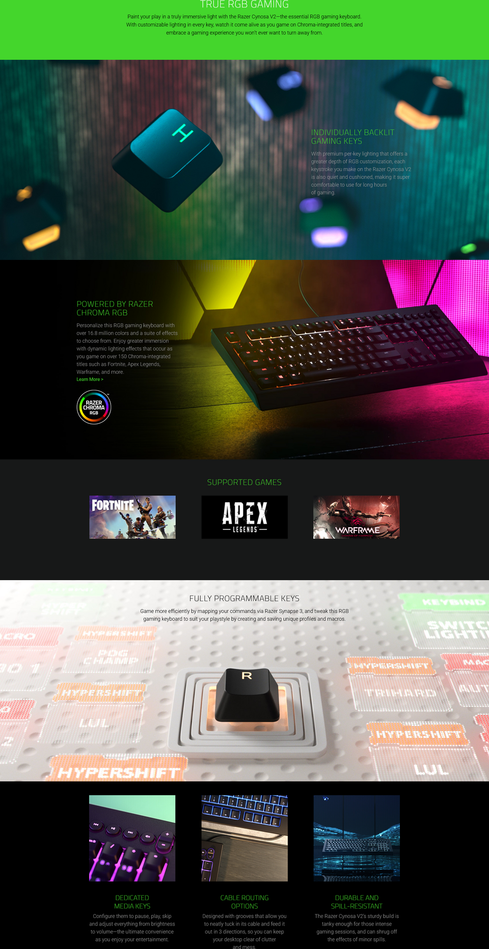 Razer Cynosa V2 - Chroma RGB Membrane Gaming Keyboard RZ03-03400100 | CA