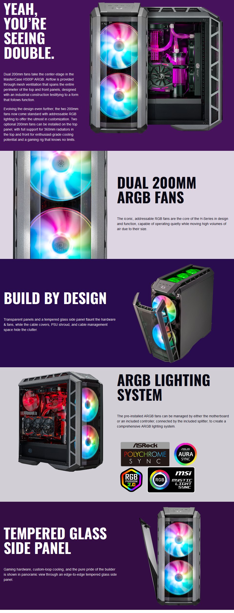 Cooler Master ATX MasterCase H500P ARGB Case Black MCM-H500P-MGNN-S01 | CA