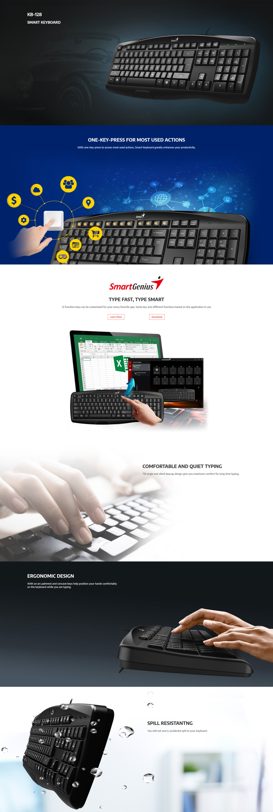 Genius KB-128 Smart Wired Keyboard | Computer Alliance