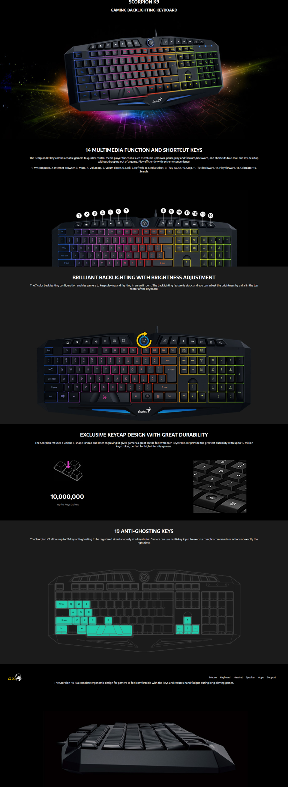 Genius GX Scorpion K9 Gaming Keyboard | Computer Alliance