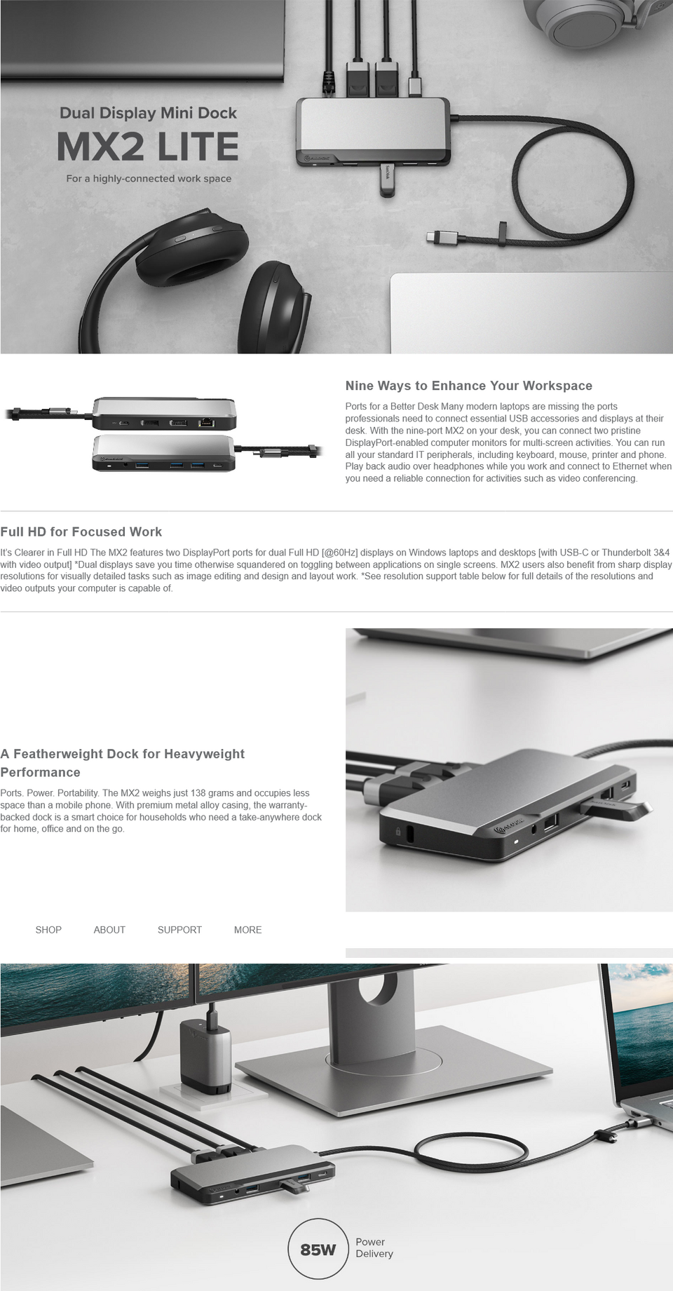 ALOGIC USB-C Dual Display Dock MX2 Lite DisplayPort Edition | CA