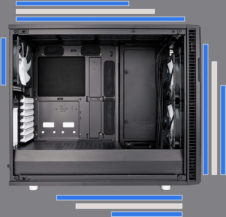 Fractal Design ATX Define R6 USB-C Blackout TG Case FD-CA-DEF-R6C-BKO ...