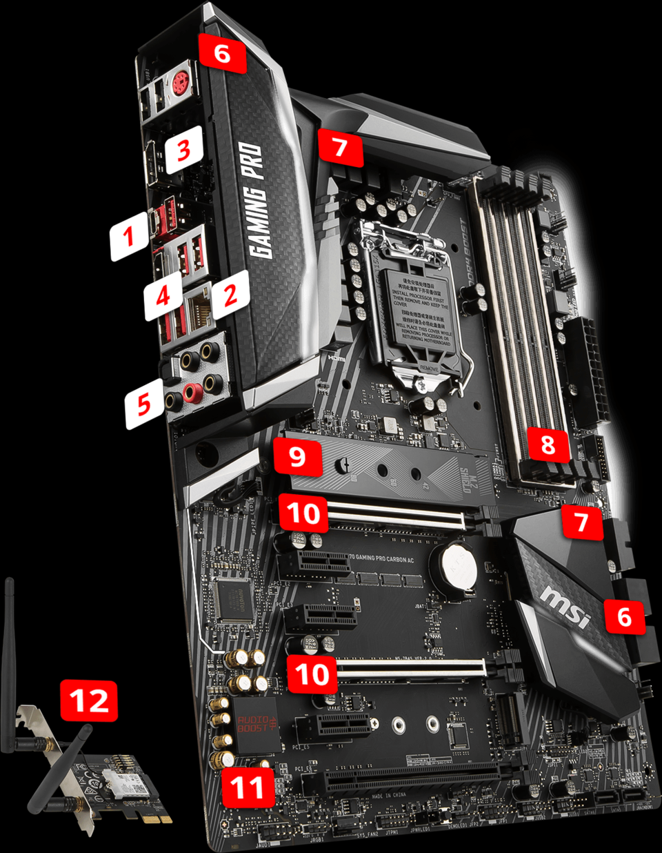 MSI S1151 ATX Z370 GAMING PRO CARBON AC DDR4 Motherboard | Computer ...