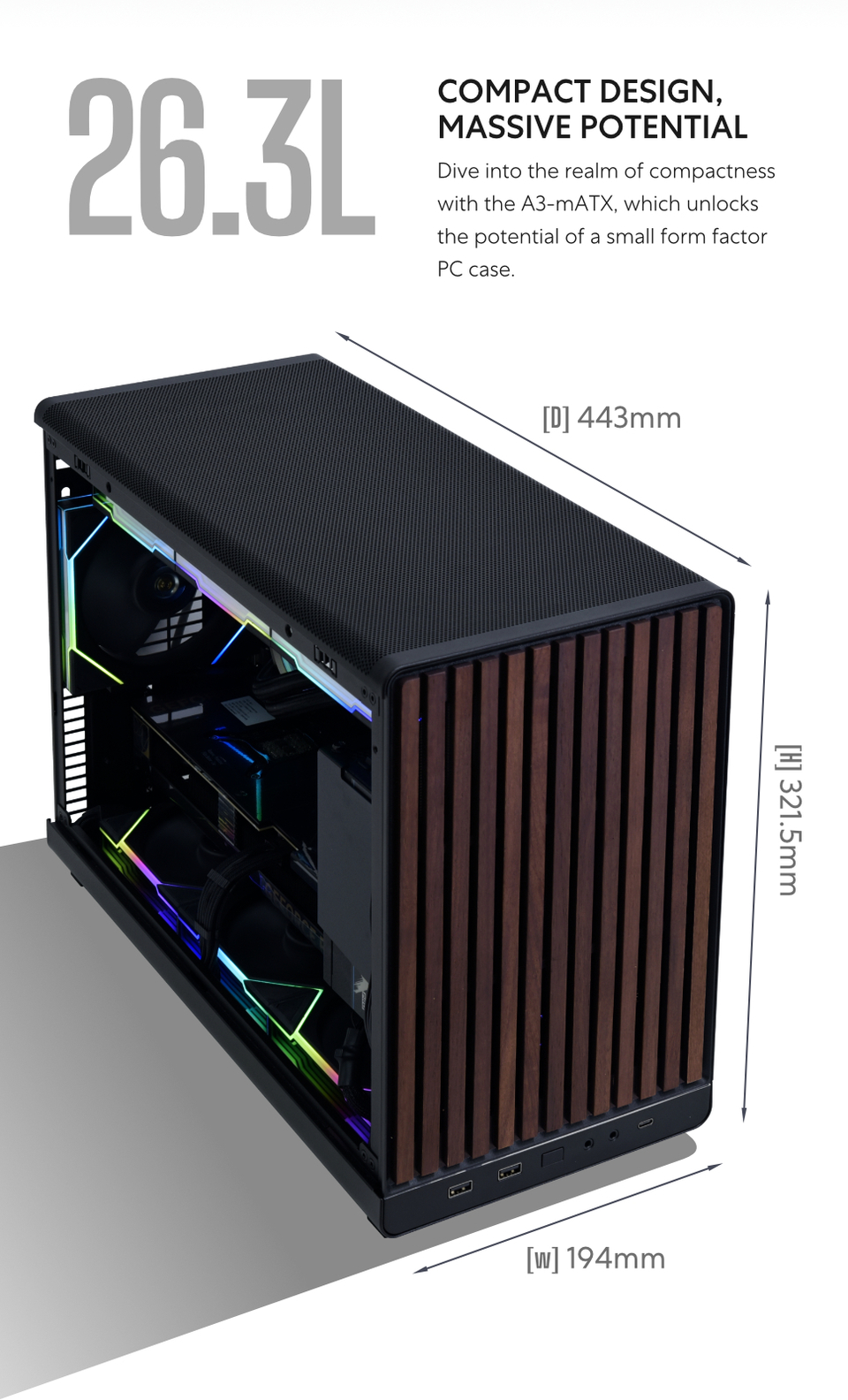 Lian Li DAN-A3 MicroATX Chassis Black Wood Edition | Computer Alliance