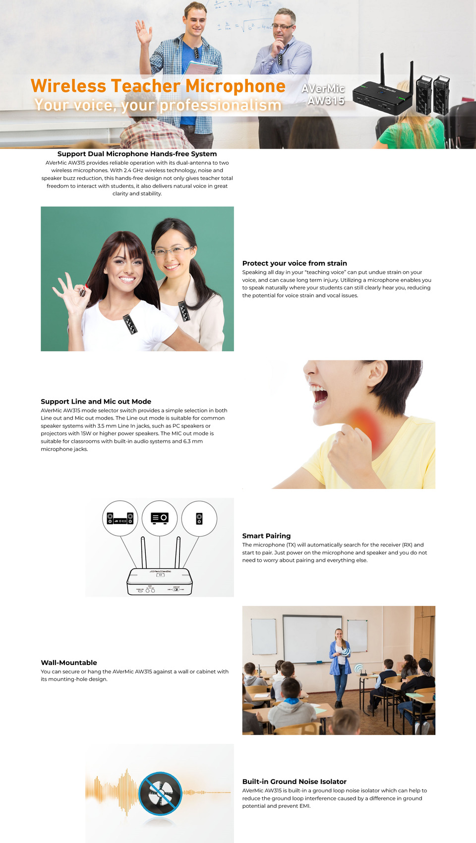 AVerMedia AW5 AVerMic Wireless Microphone & Classroom Audio System ...