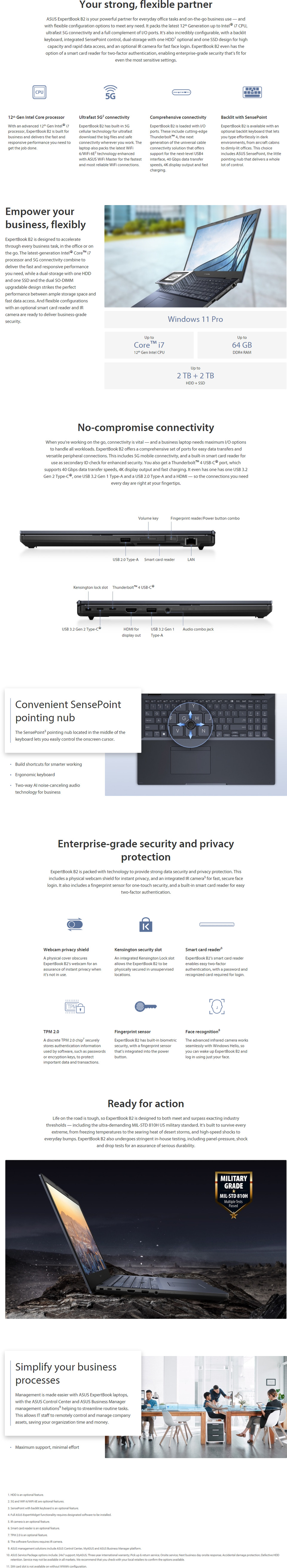 ASUS ExpertBook B2502CBA-BQ0642X 15.6" Core i7 5G Laptop Win 11 Pro | CA