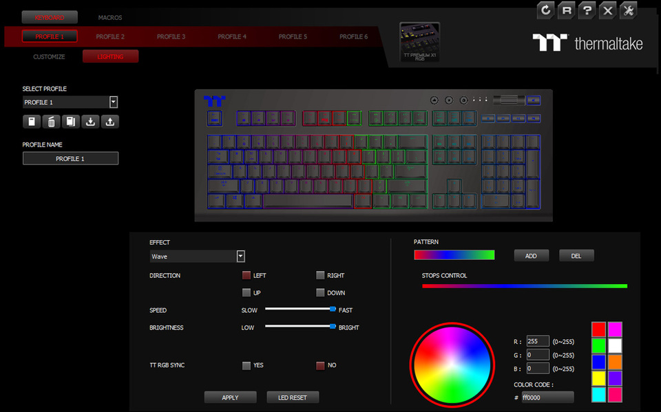 Thermaltake Wired TT Premium X1 RGB Cherry MX Blue Mechanical Gaming ...