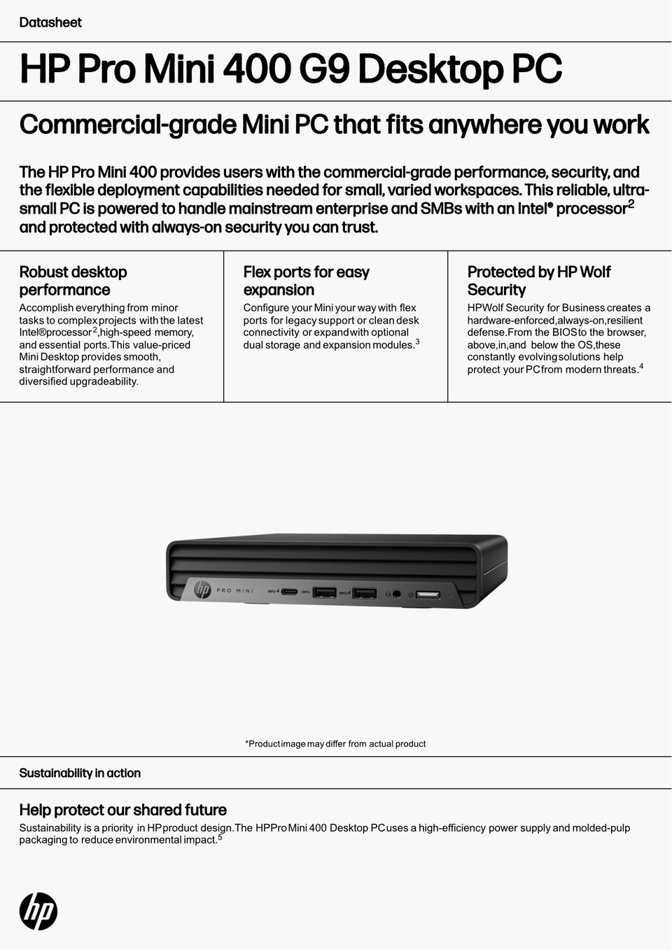 HP Pro Mini 400 G9 9U499AT i7 SFF Desktop Win 11 Pro | Computer Alliance