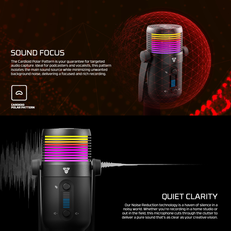 Fantech MCX03 Leviosa Max USB Condenser Noise Reduction Microphone Black | CA