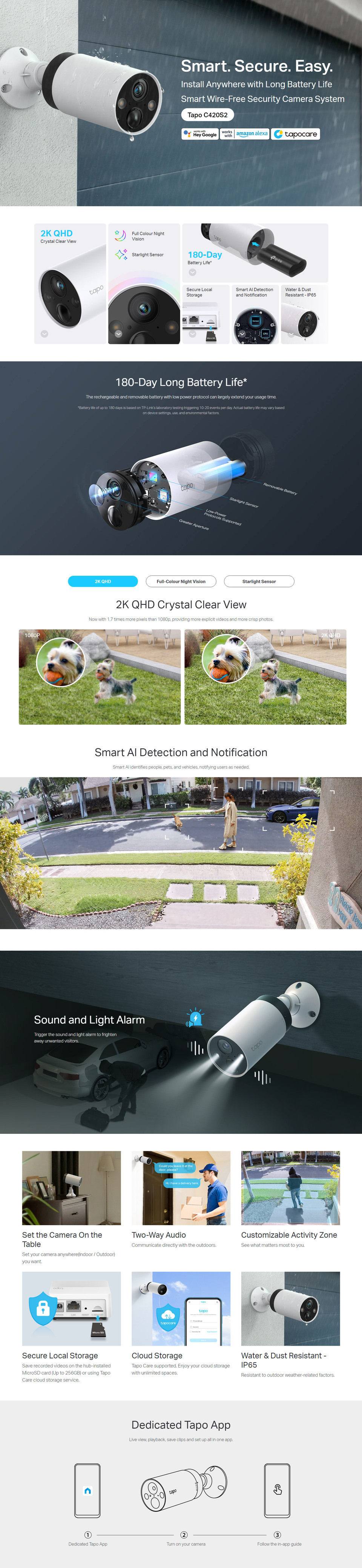 TP-Link Tapo C420S2 Smart Wire-Free Network Camera System 2-Camera | CA