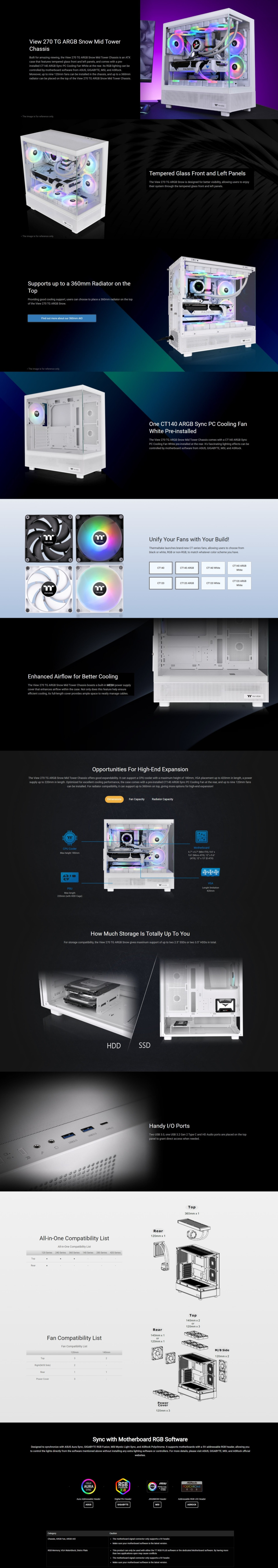 Thermaltake View 270 TG ARGB Mid Tower Case Snow Edition | CA