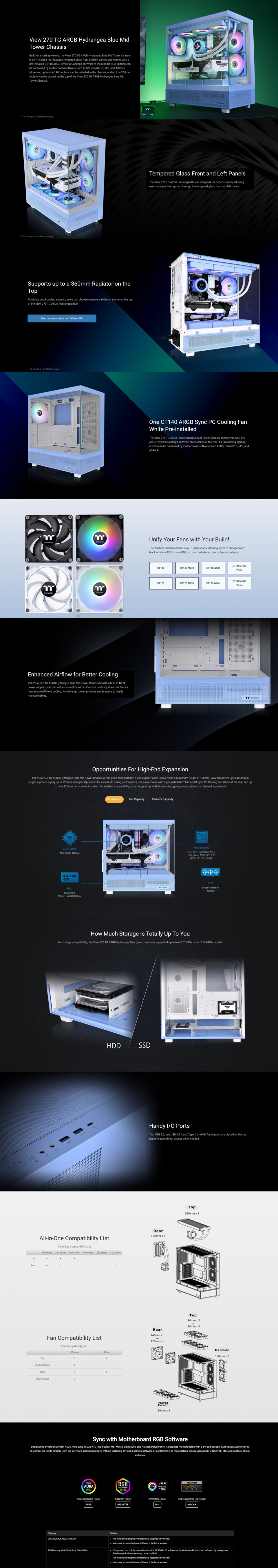 Thermaltake View 270 TG ARGB Mid Tower Case Hydrangea Blue Edition | CA