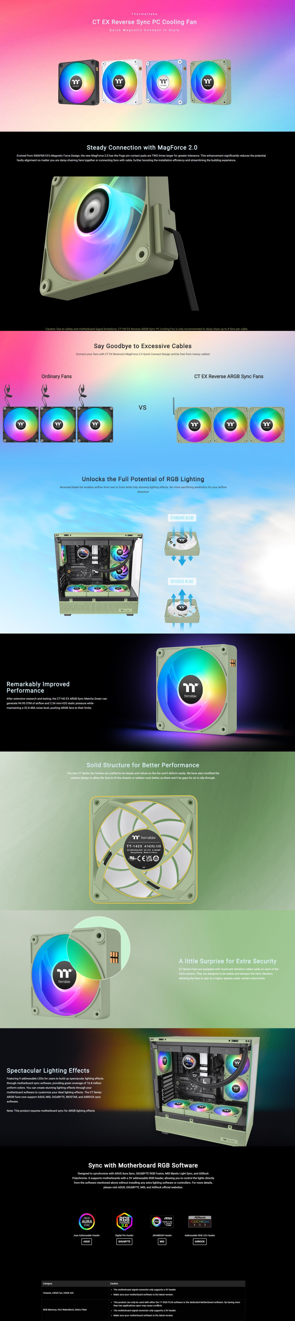 140mm Thermaltake CT140 EX Reverse ARGB Magnetic Connect Case Fan ...