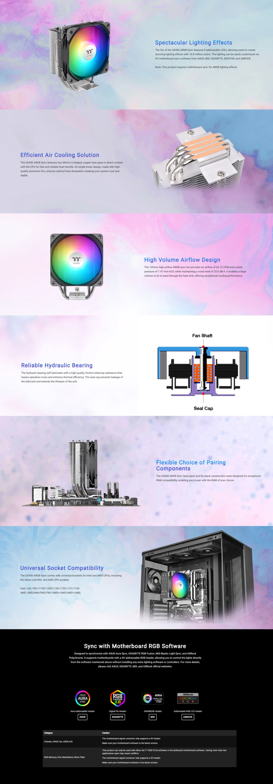 Thermaltake UX400 ARGB Tower CPU Cooler Black | Computer Alliance