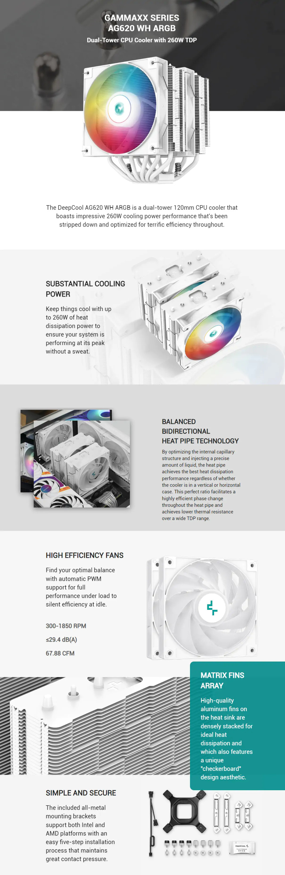 Deepcool AK620 White ARGB CPU Cooler R-AG620-WHANMN-G-2 | CA