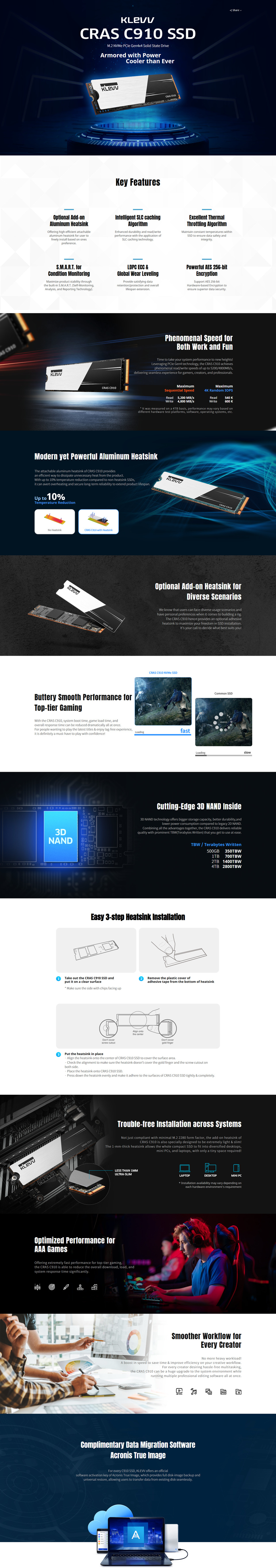 500GB KLEVV CRAS C910 PCIe 4.0 NVMe M.2 SSD | Computer Alliance