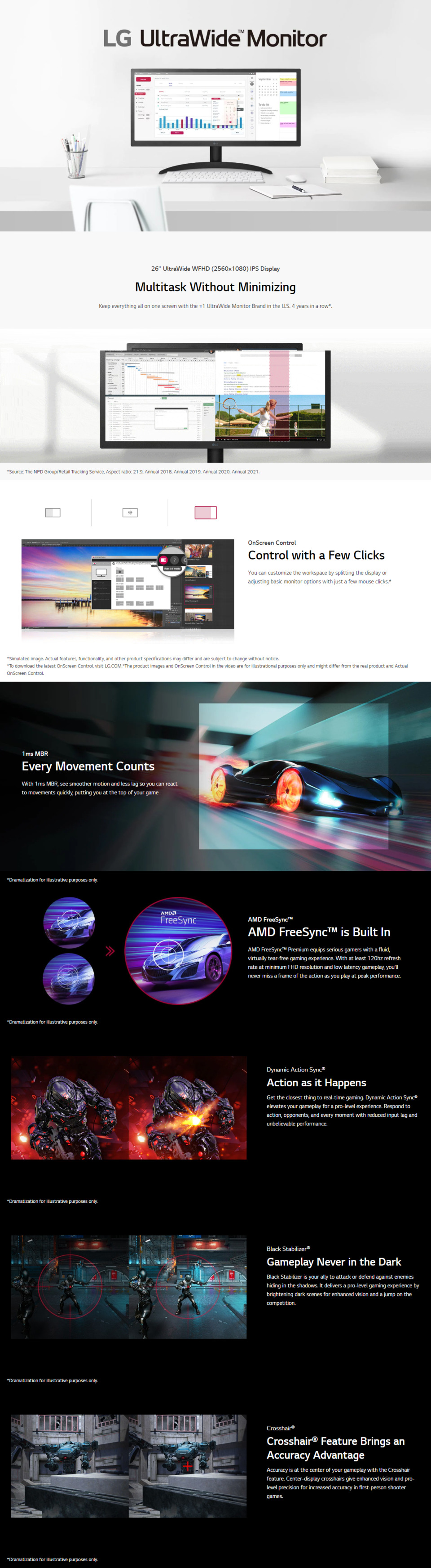 26" LG UltraWide 26WQ500-B IPS WFHD Monitor with HDR10 | CA