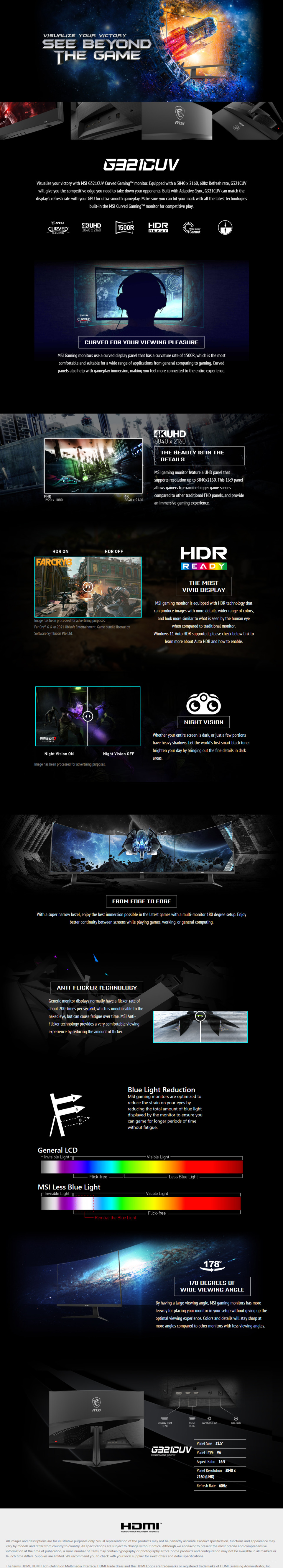 32" MSI G321CUV 4K VA 60Hz Curved Gaming Monitor | Computer Alliance