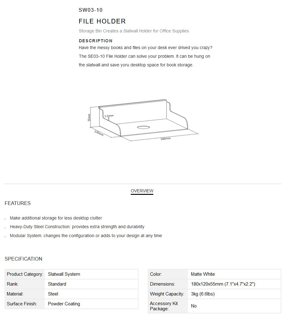 Brateck SW03-10 File Holder | Computer Alliance