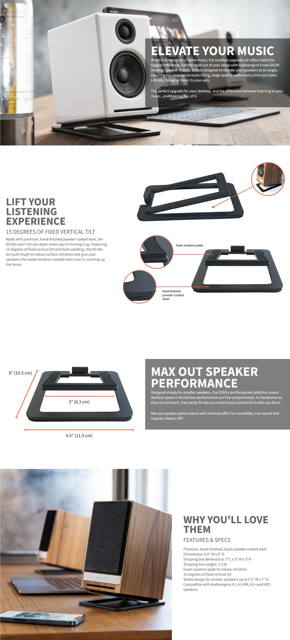 Audioengine DS1M Desktop Speaker Stand 90041205 | Computer Alliance