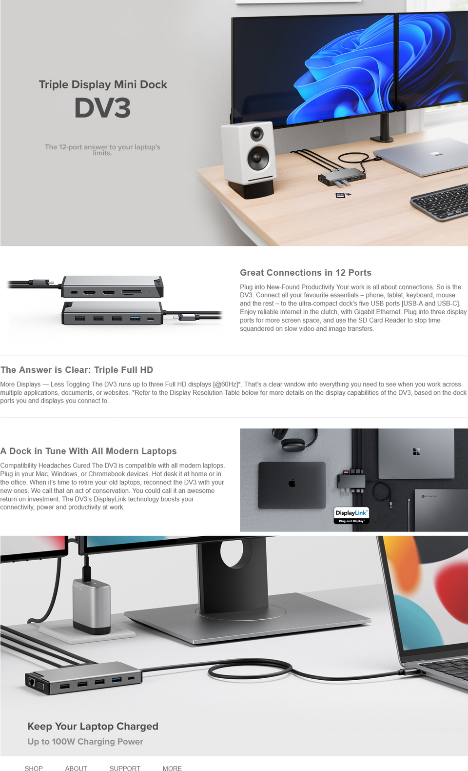 Alogic DV3 Universal Triple Display Docking Station | Computer Alliance