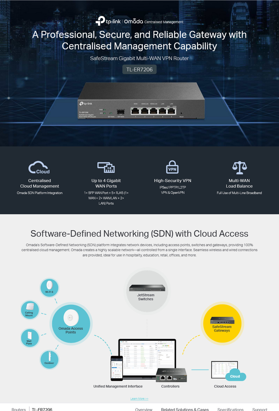 TP-Link ER7206 SafeStream Gigabit Multi-WAN VPN Router | Computer Alliance