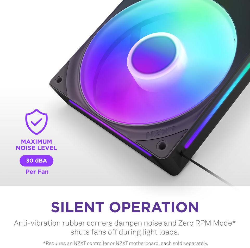 240mm NZXT F240 Single-Frame RGB Core Fan Black | Computer Alliance