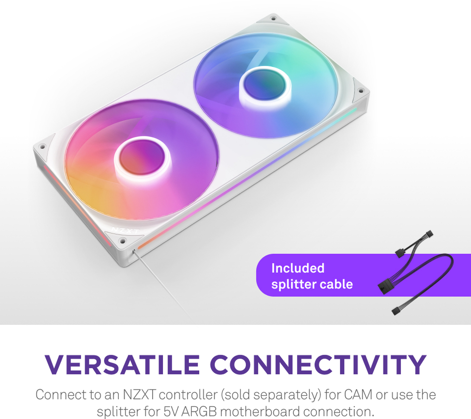 240mm NZXT F240 Single-Frame RGB Core Fan White | Computer Alliance