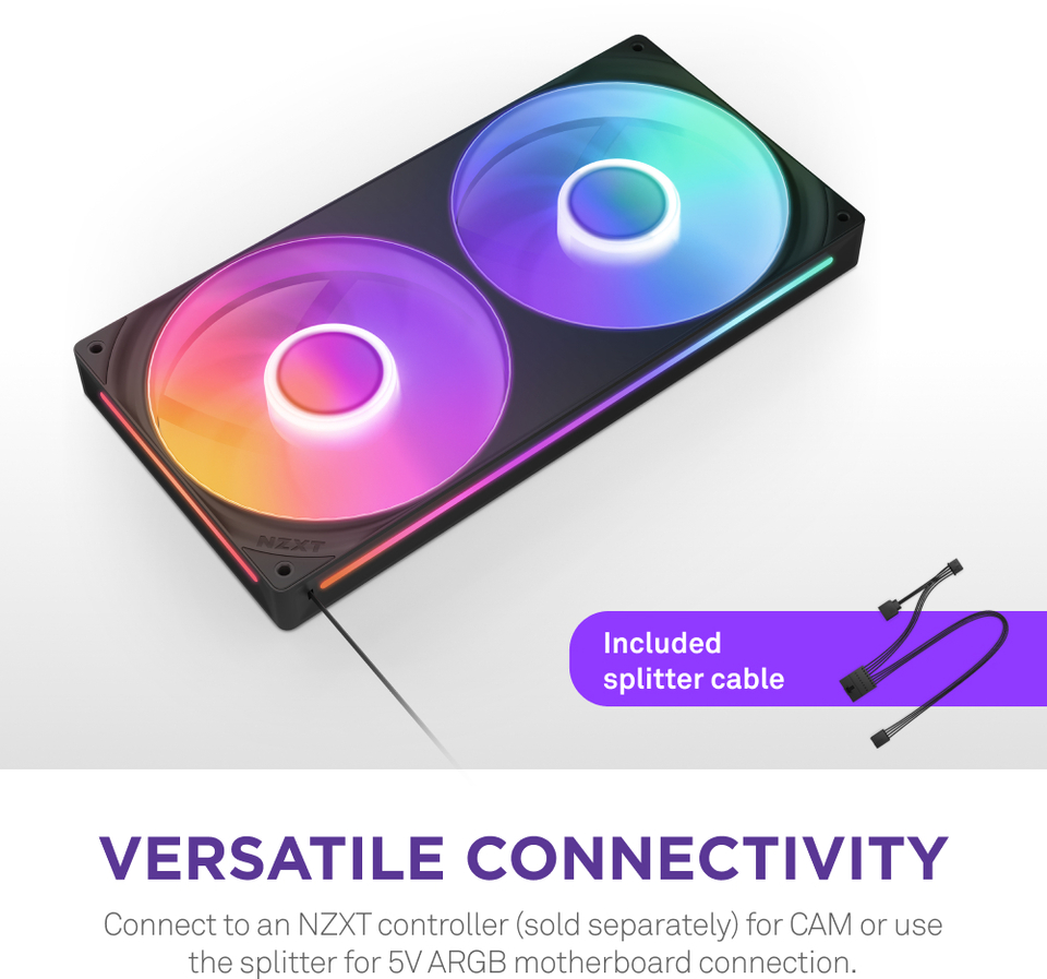 280mm NZXT F280 Single-Frame RGB Core Fan Black | Computer Alliance