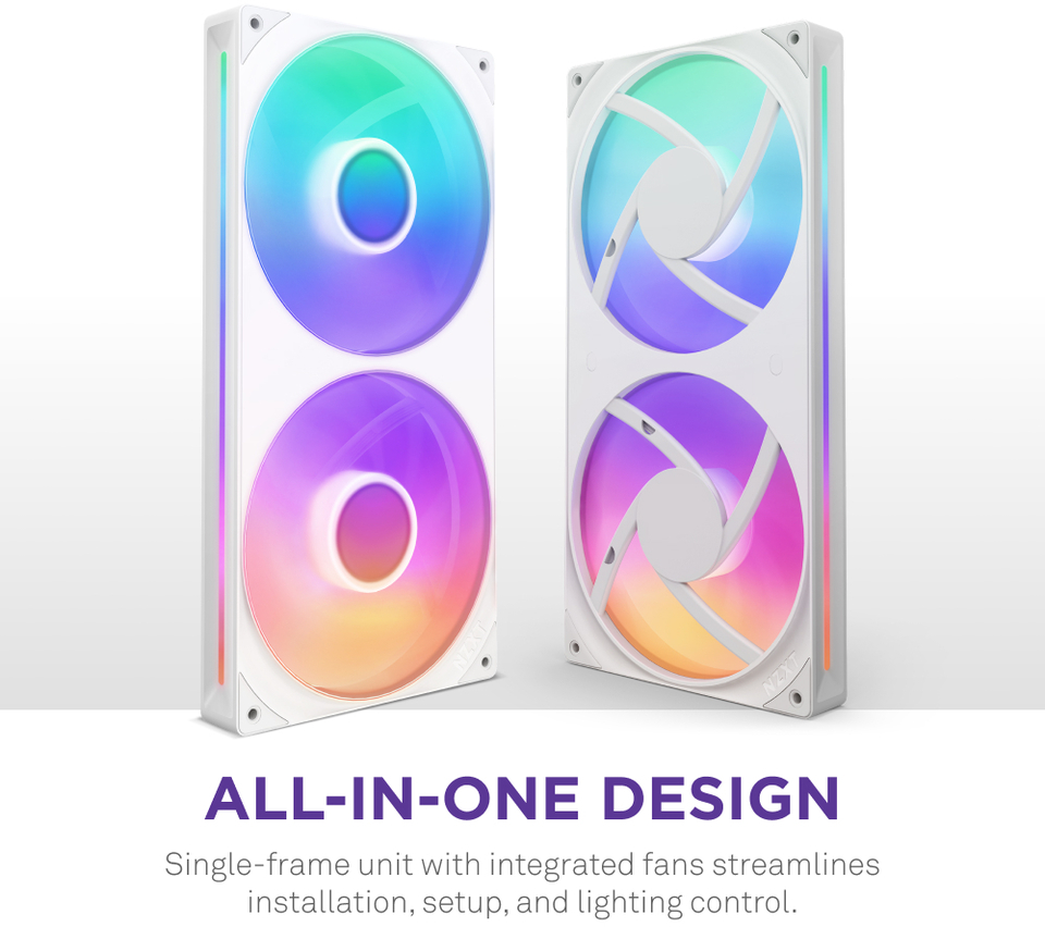 280mm NZXT F280 Single-Frame RGB Core Fan White | Computer Alliance