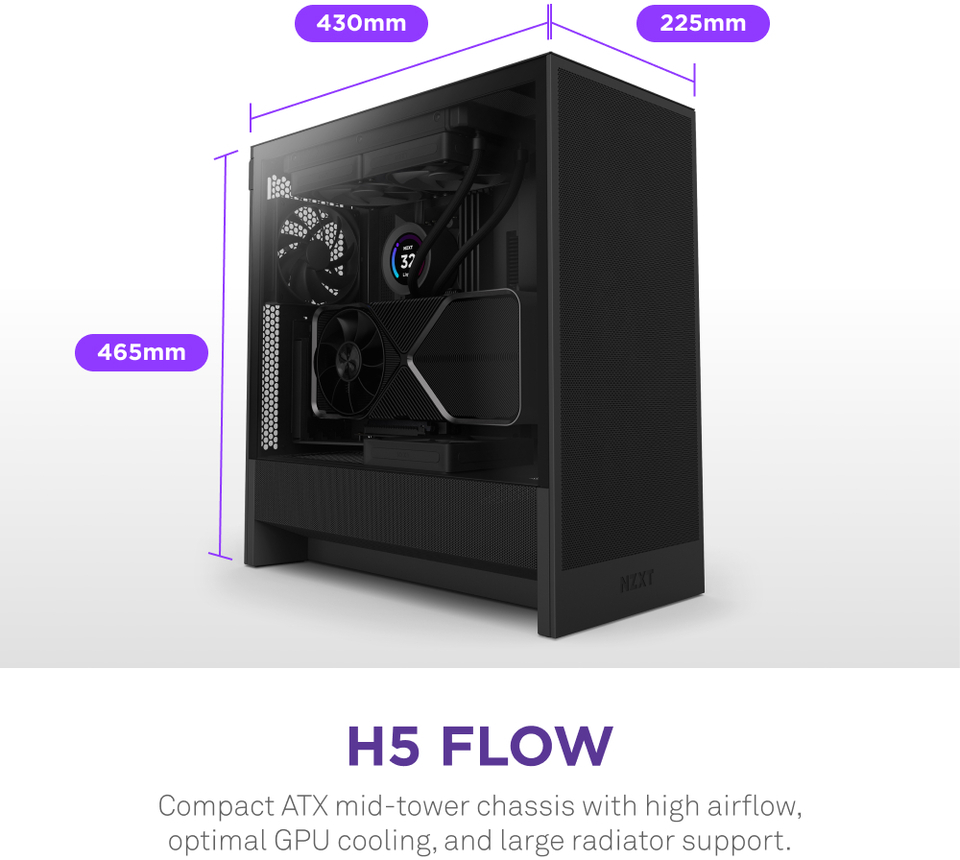 NZXT ATX H5 Flow 2024 Black Case CC-H52FB-01 | Computer Alliance