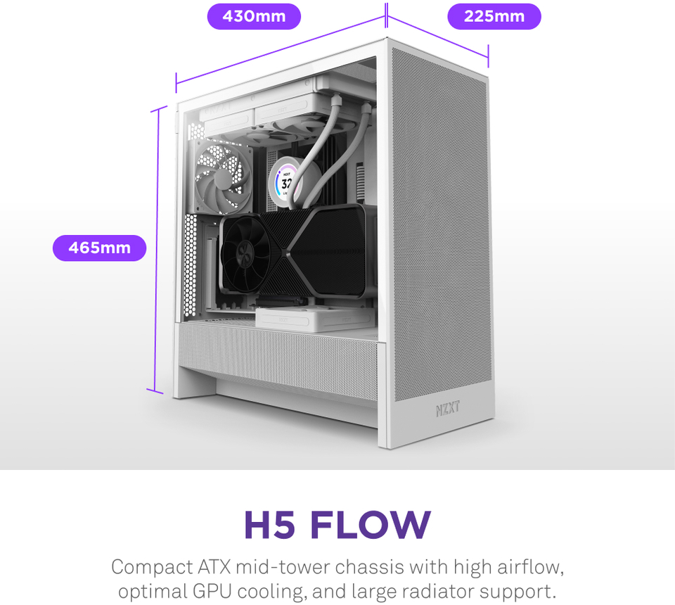 NZXT ATX H5 Flow 2024 White Case CC-H52FW-01 | Computer Alliance